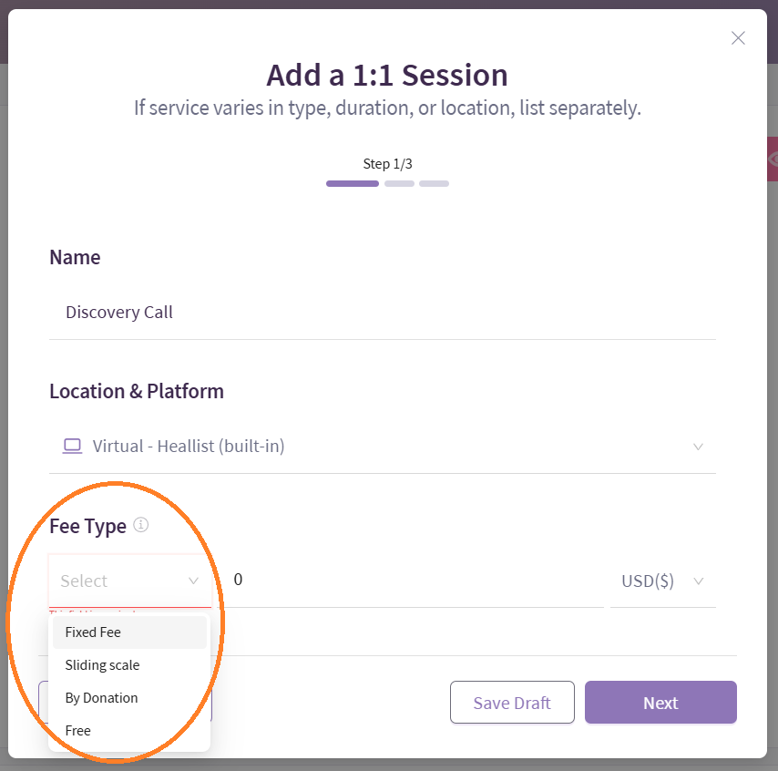 Set or Update the Fee Type of your Service